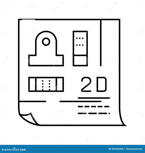 2d Drafting Architectural Drafter Line Icon Vector Illustration Stock Illustration
