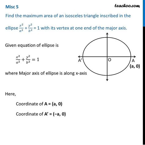 Misc Find Maximum Area Of An Isosceles Triangle Inscribed