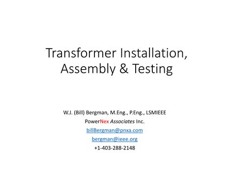Transformer Installation Assembly And Testing Docslib Transformer Installation Assembly And Testing Docslib