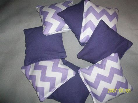 Purple Chevron Cornhole Bean Bags Set For Wedding Events
