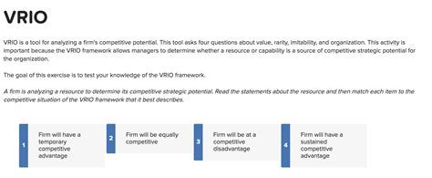 solved vrio vrio is a tool for analyzing a firm s