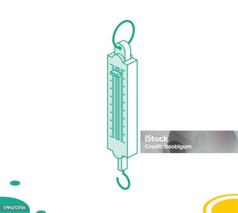 아이소메트릭 국내 스프링 스케일 흰색 배경에 고립된 윤곽선 개체입니다 기계식 스프링 스케일 가정 생활에 대한 스톡 벡터 아트 및