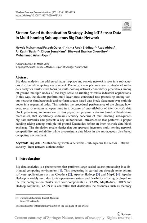 Stream Based Authentication Strategy Using Iot Sensor Data In Multi