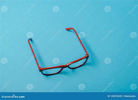 Pair Of Red Plastic Rimmed Eyeglasses Stock Image Image Of Medicine