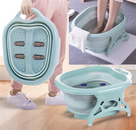 Stress Relief Collapsible Foot Spa Foot Soak Bath Tub With Massaging Rollers Spa Basin For