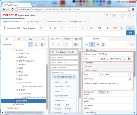 Le Tutoriel De Oracle Apex Tabular Form