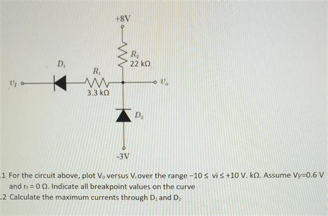 solved 1 for the circuit above plot v0 versus vi over the