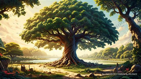 Ai创作图伊甸园 生命树 善恶果树 昵图网