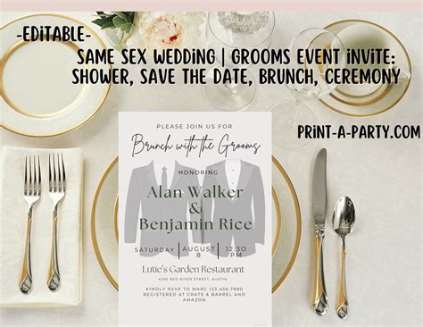 editable same sex wedding event invitation wedding shower invite
