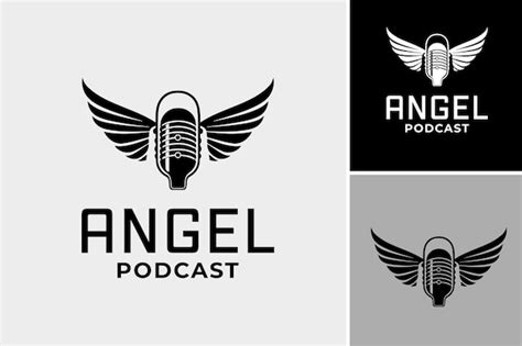 Le Logo Du Podcast Angel Avec Microphone Et Ailes Est Un Atout De