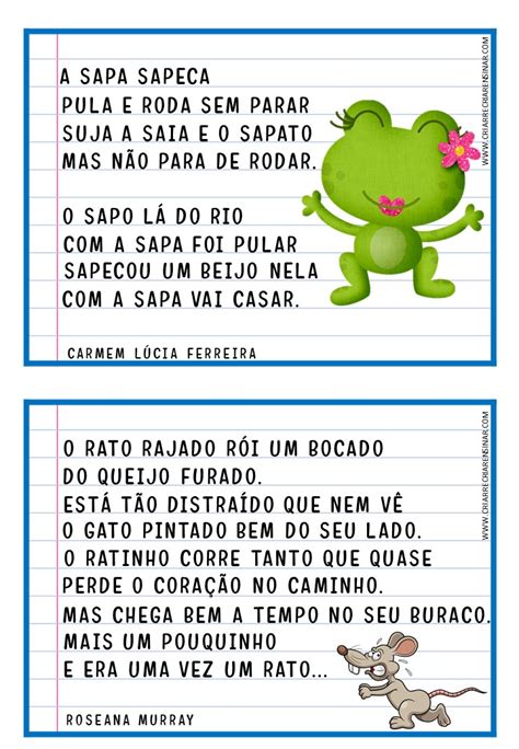 FICHAS DE LEITURA PEQUENOS TEXTOS Criar Recriar Ensinar