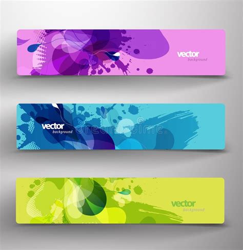 Set Of Three Abstract Colorful Headers Stock Vector Illustration Of