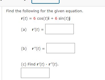 Solved Find The Following For The Given Equation Chegg