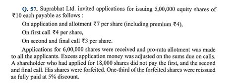 Dk Goel Solutions Isc Q 57 Chapter 6 Company Accounts Issue Of Shares