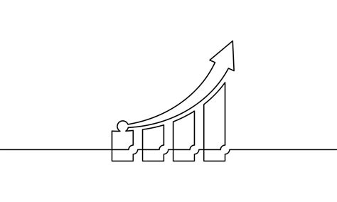 Illustration Of Graph Single Line Art Of Increasing Arrow Up