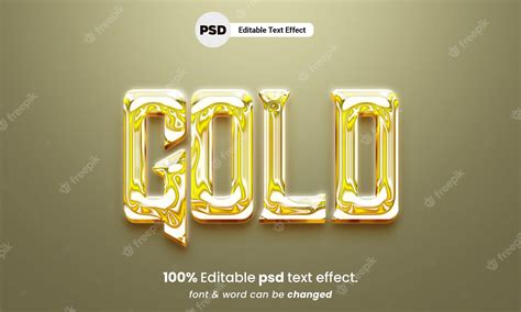 Premium Psd Gold Liquid 3d Editable Psd Premium Gold Text Effect