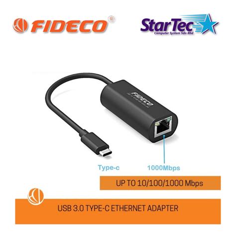 Fideco USB3 0 USB C Type C To Lan Ethernet Gigabit LAN Network Adapter Converter Model UN12BK