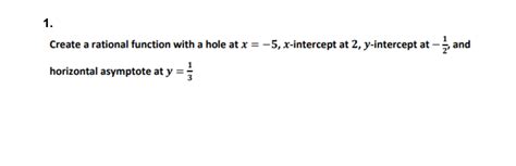 Solved Create A Rational Function With A Hole At Chegg Com