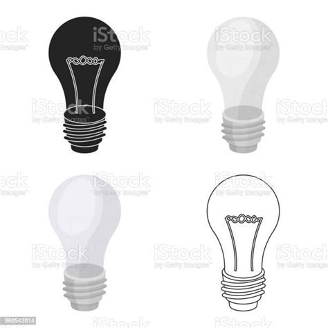 Icône Dampoule En Style Cartoon Isolé Sur Fond Blanc Source Lumineuse