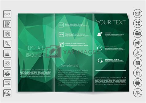 Tri Fold Brochure Mock Up Vector Design Polygonal Background By