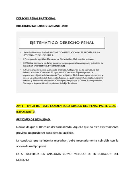 Derecho Penal Parte Gral Derecho Penal Parte Gral Bibliografia
