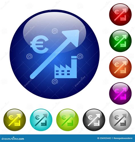 Rising Power Plant European Euro Prices Color Glass Buttons Stock Vector Illustration Of