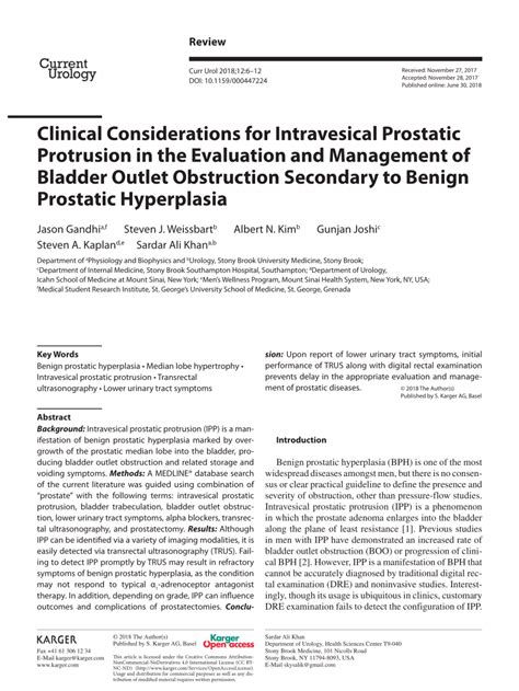 Pdf Clinical Considerations For Intravesical Prostatic Protrusion In