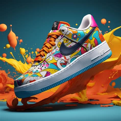A Colorful Shoe With The Word Nike On It Premium AI Generated Image