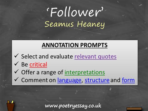 Seamus Heaney ‘follower Annotation Planning Table Questions