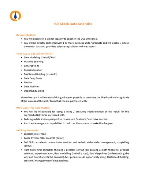 Full Stack Data Scientist Pdf