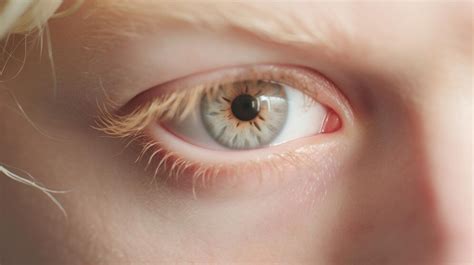 Premium Ai Image A Close Up Of An Albino Persons Eye With An Iris Ai