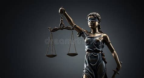 Blindfolded Female Statue Holding Scales And A Sword Symbolizes Justice Classic Stock