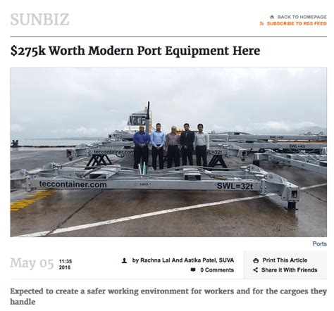 Our Modern Port Handling Equipment Arrives In Fiji Tec Container Asia