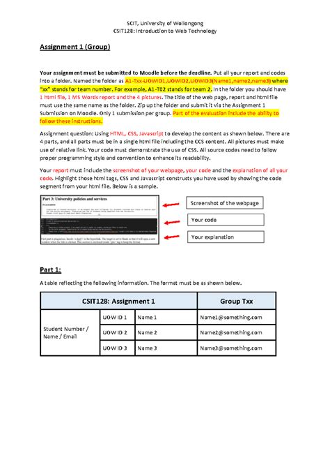 Csit128 Y202407 A1 Ver1 Csit128 Introduction To Web Technology Assignment 1 Group Your