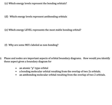 Solved C Which Energy Levels Represent The Bonding Orbitals D Which Energy Levels
