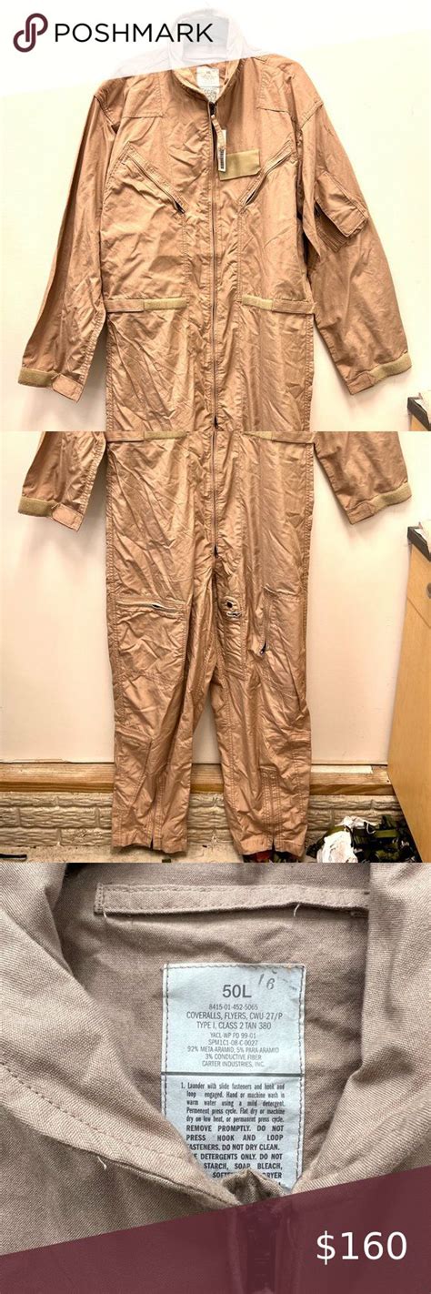 NEW GENUINE US AIR FORCE TAN NOMEX FIRE RESISTANT FLIGHT SUIT CWU 27 P