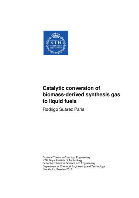 Pdf Chapter 3 Catalytic Conversion Of Biomass Derived Synthesis Gas