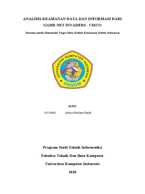 Analisis Keamanan Data Dan Informasi Dari Game Net Invaders Cisco Pdf