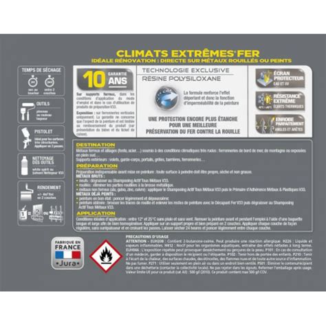 V33 Peinture Fer Extérieur Climats Extrêmes® V33 Blanc Brillant 05 L