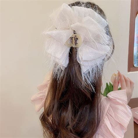 Dason Fashion Korean Elegant Oversized Bow Spring Hair Clip Chiffon