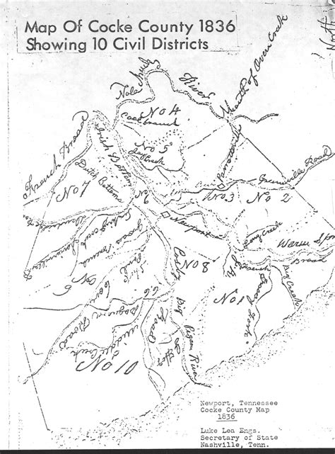 1836 Civil Districts Cocke Co Tennessee