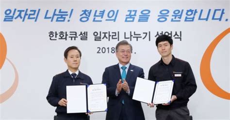 문 대통령 한화큐셀 찾아 격려사 취임 후 재벌기업 국내 공장 첫 방문