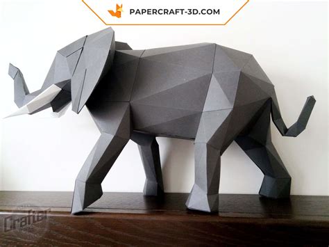 Éléphant Lowpoly Papercraft en PDF DIY Origami Papier 3D Sculpture