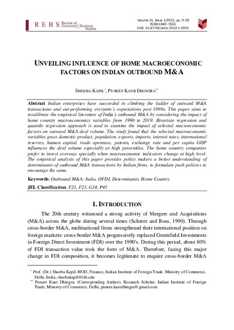 Pdf Unveiling Influence Of Home Macroeconomic Factors On Indian