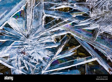 Details Shapes And Structures Of Ice Ice Crystals Austria Stock