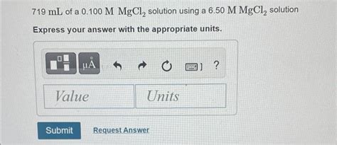Solved ML Of A MMgCl Solution Using A MMgCl Chegg Com