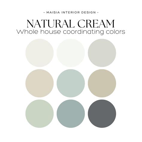 NATURAL CREAM Benjamin Moore Color Palette Whole House Paint Palette
