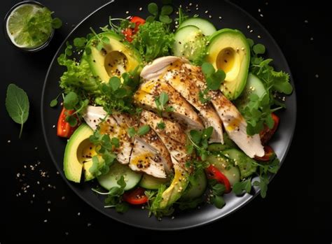 Premium Ai Image Chicken Salad With Avocado