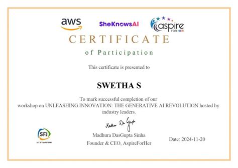 swetha s on linkedin generativeai innovation aws aspireforher