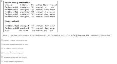 Solved 6 Switch Show Ip Interface Brief Interface